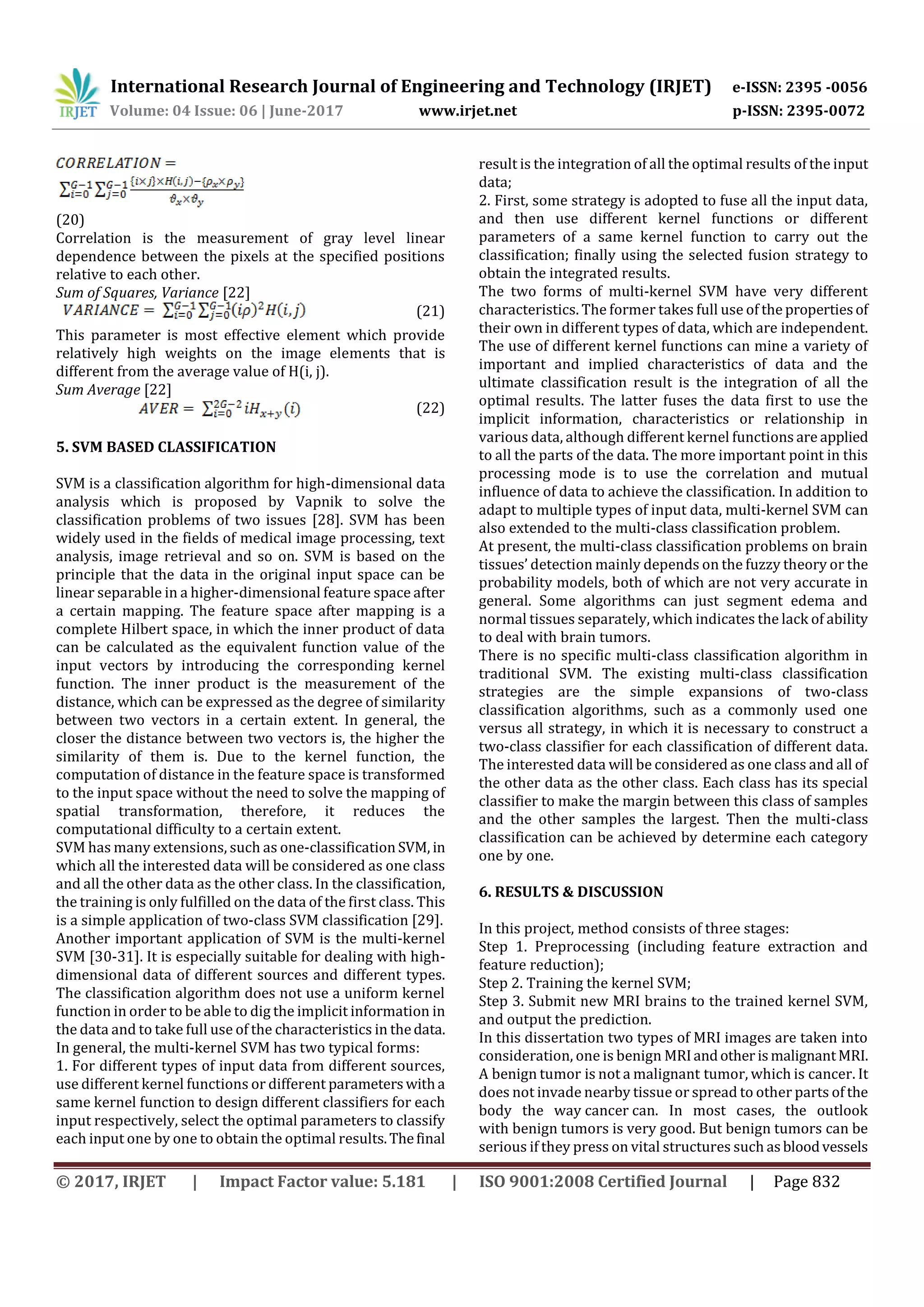 Performance Analysis of SVM Classifier for Classification of MRI Image ...