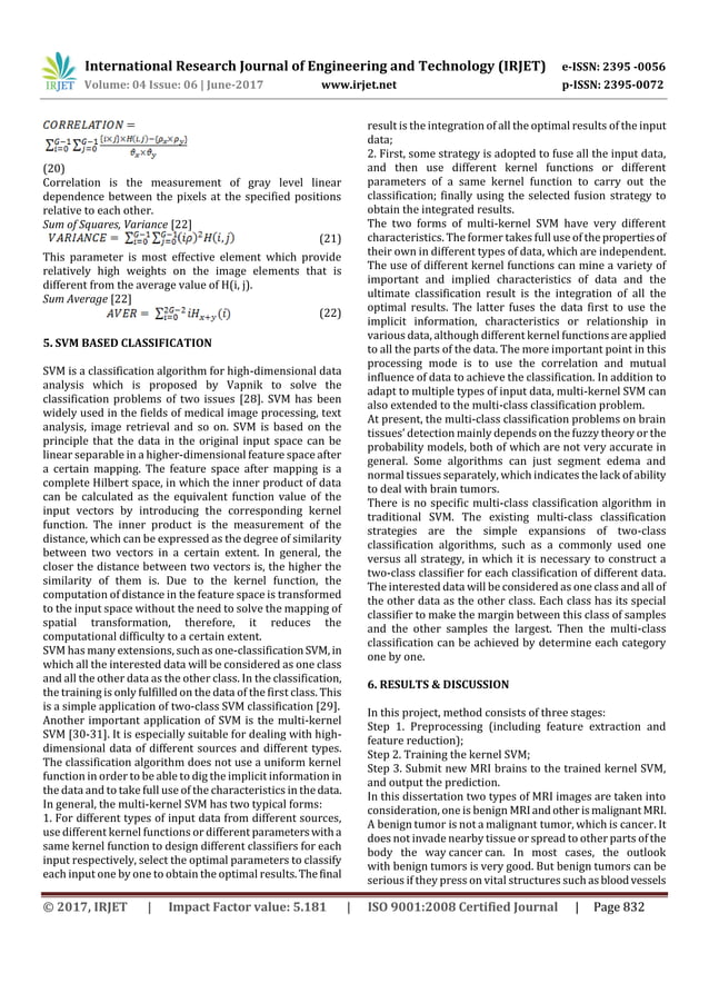Performance Analysis of SVM Classifier for Classification of MRI Image | PDF