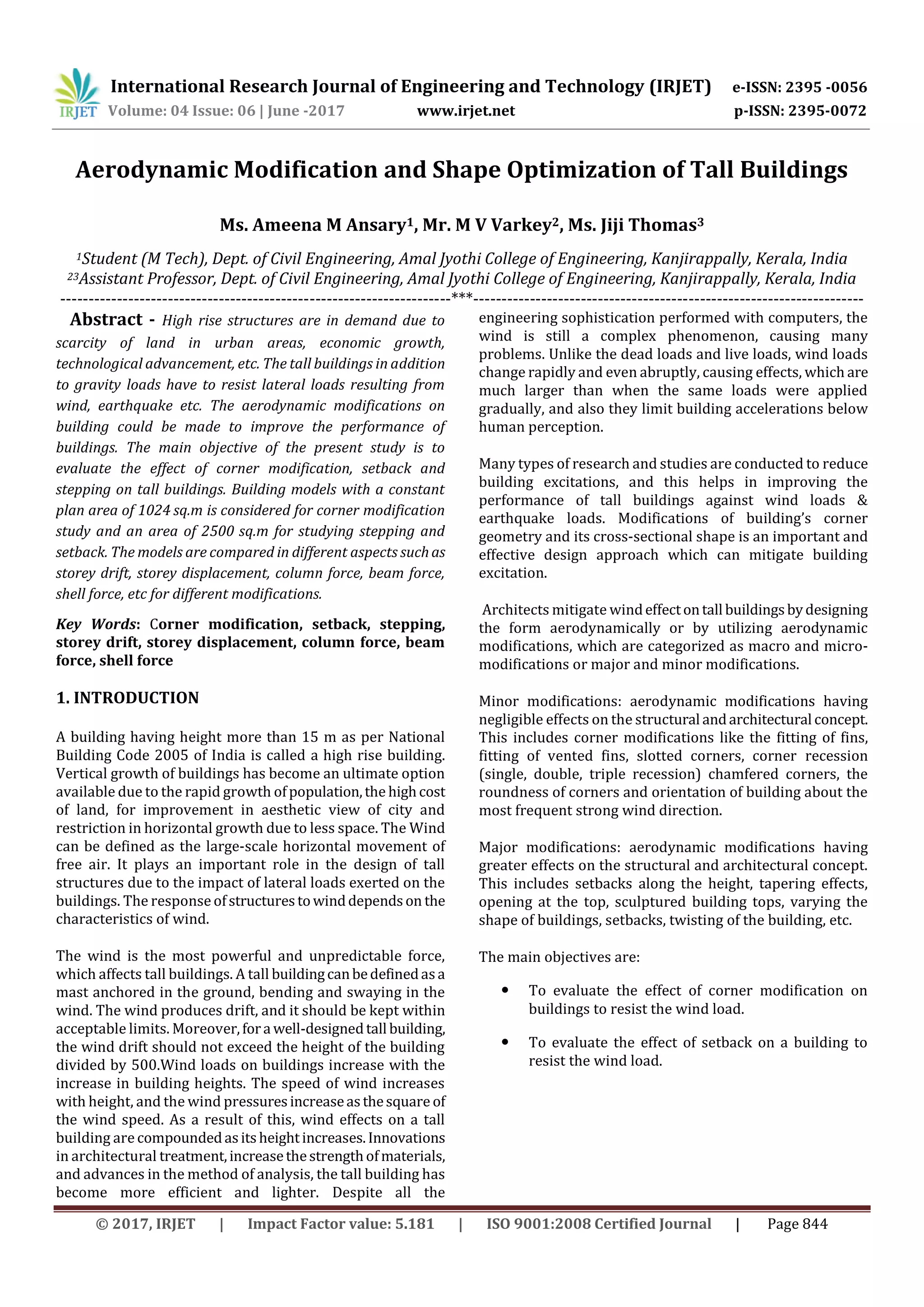 Aerodynamic Modification and Shape Optimization of Tall Buildings | PDF