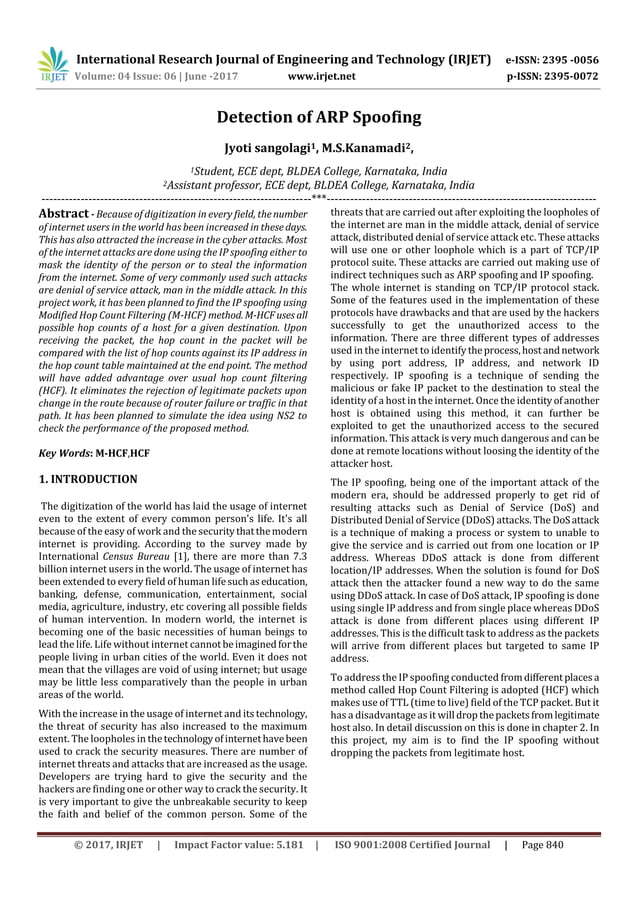 Detection of ARP Spoofing | PDF | Internet Safety | Parenting