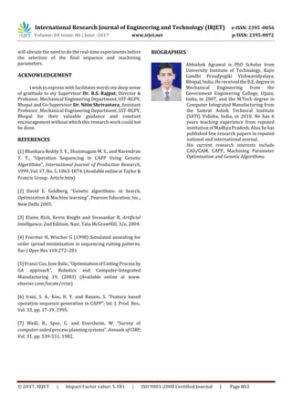 Operation Sequencing and Machining Parameter Selection in CAPP for Cylindrical Part using Hybrid ...