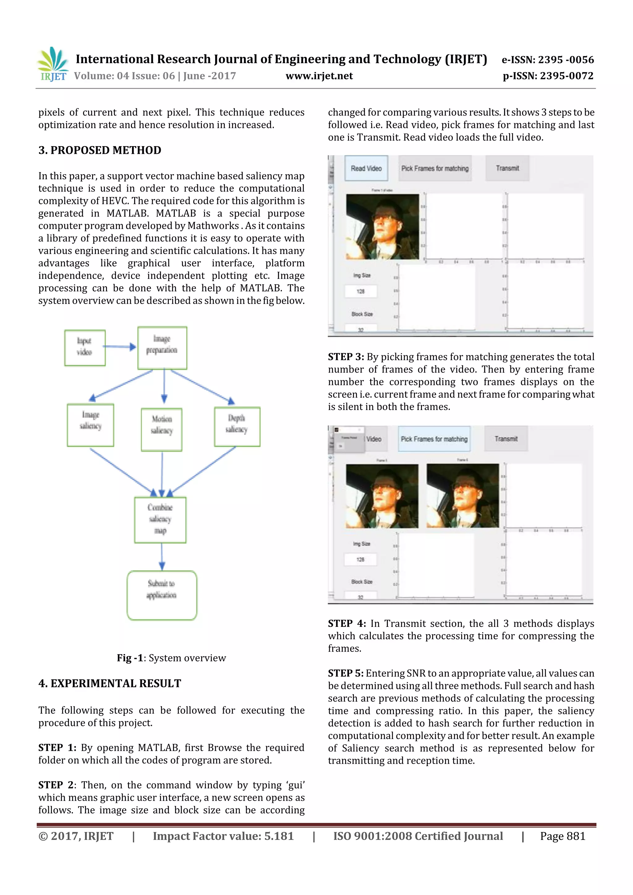SVM Based Saliency Map Technique for Reducing Time Complexity in HEVC | PDF | Video Software ...