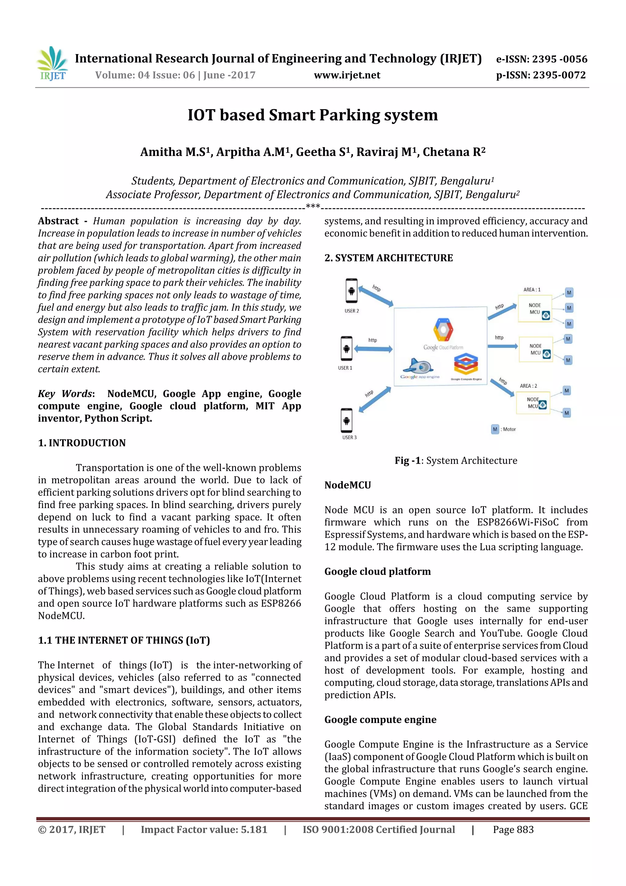 Iot Based Smart Parking System Pdf