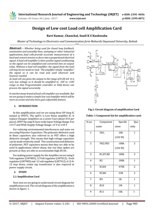Design of Low Cost Load Cell Amplification Card | PDF