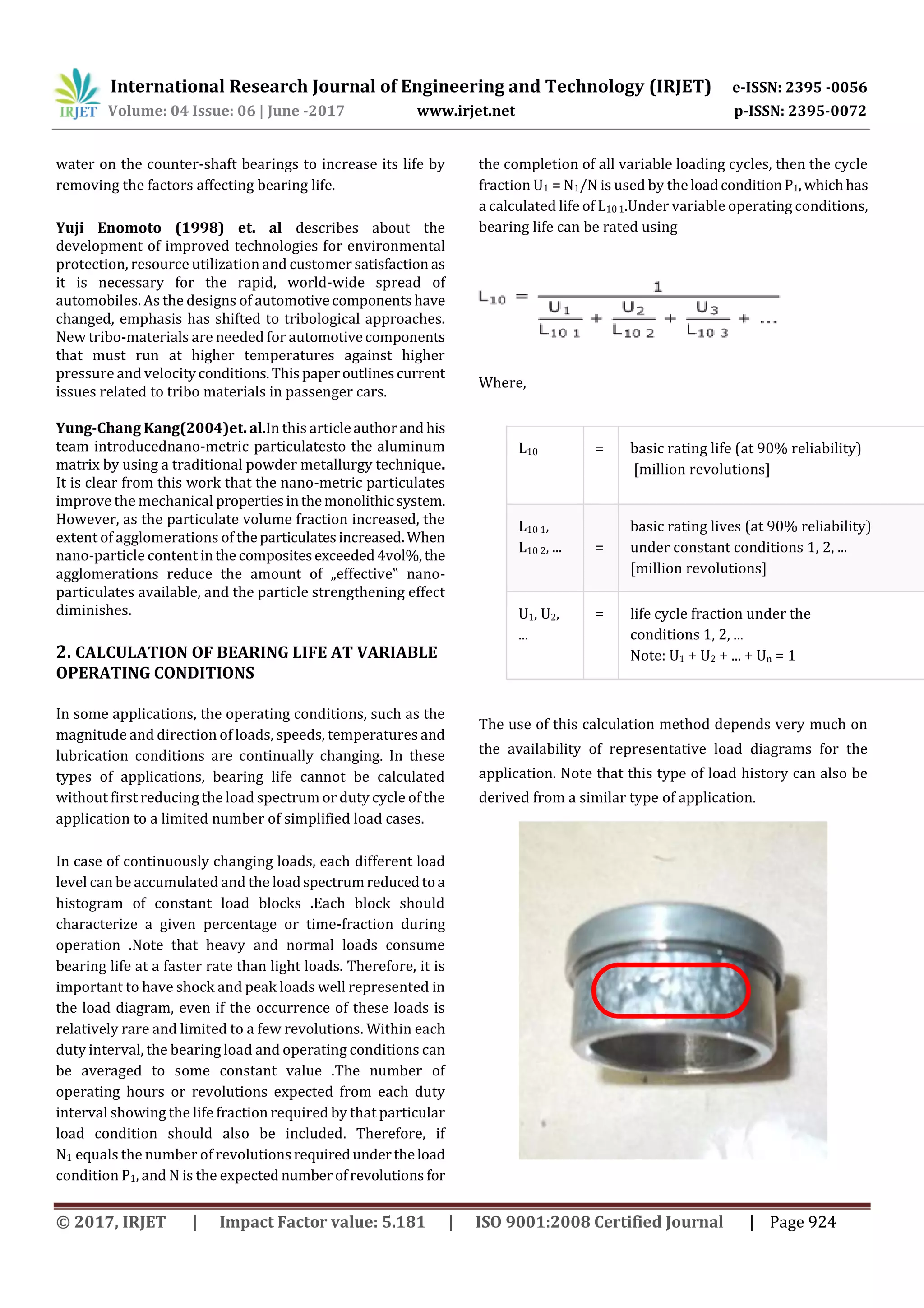 Study on Automotive Engines & Design Analysis of Counter Shaft Bearing ...