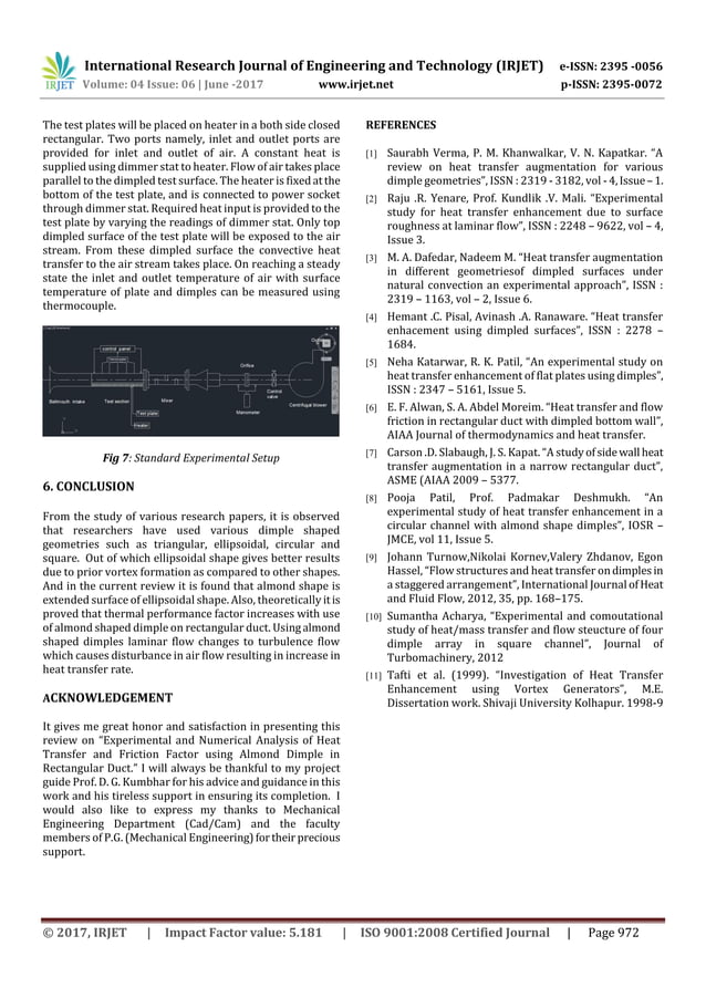Review On Experimental And Numerical Analysis Of Heat Transfer And Friction Factor Using Almond