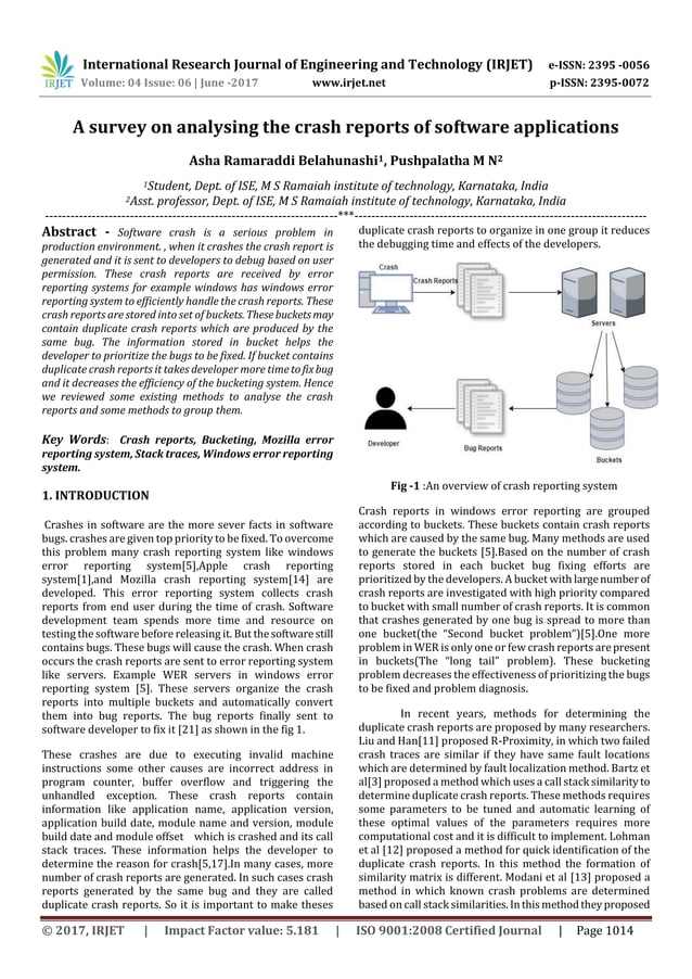survey on analysing the crash reports of software applications | PDF