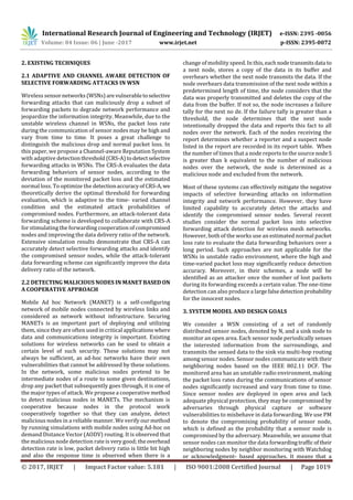 Channel Aware Detection of Forwarding Attacks in WSN with Malicious Node Detection Based on Co ...