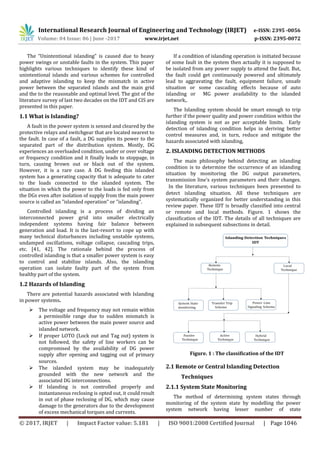 Islanding Detection and Controlled Islanding in Emerging Power Systems Key Issues and Challenges ...