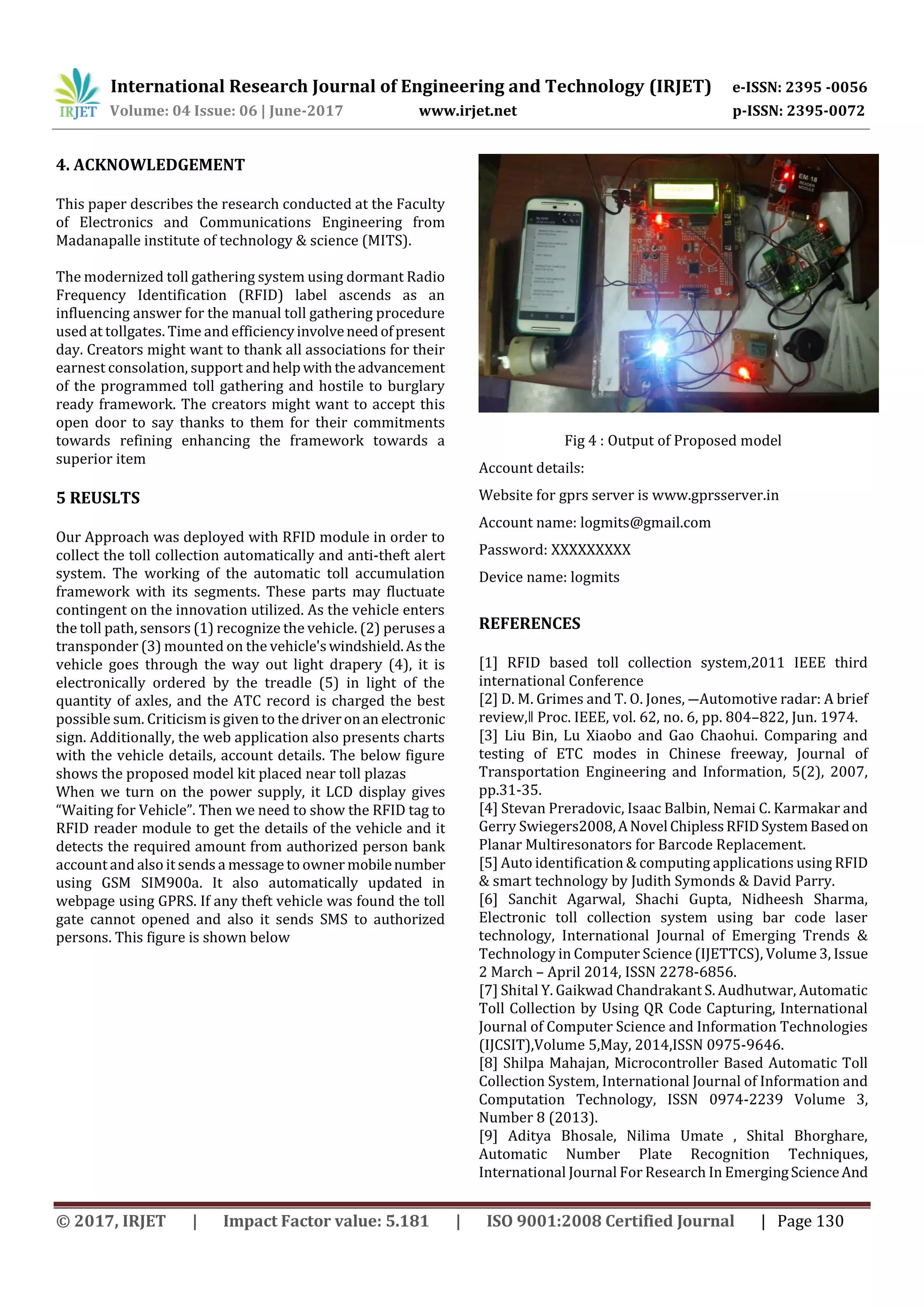 Automatic Toll Collection and Anti-theft Alert System Using RFID and ...