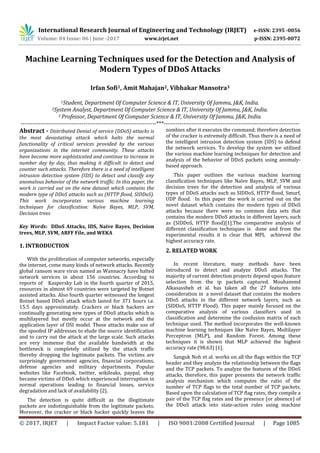 Machine Learning Techniques Used for the Detection and Analysis of ...