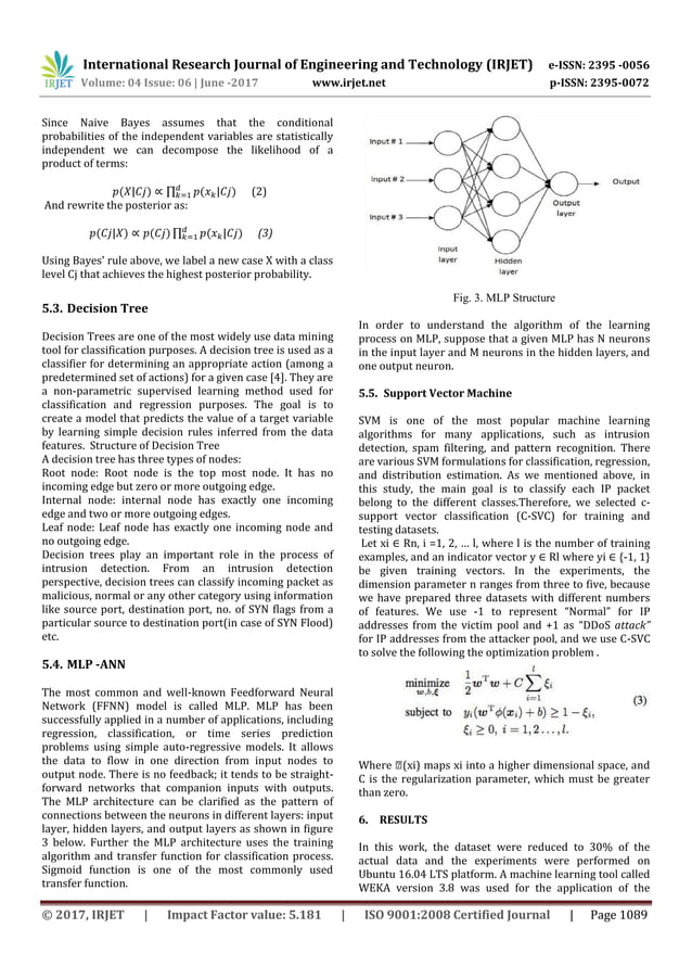 Machine Learning Techniques Used For The Detection And Analysis Of Modern Types Of Ddos Attacks