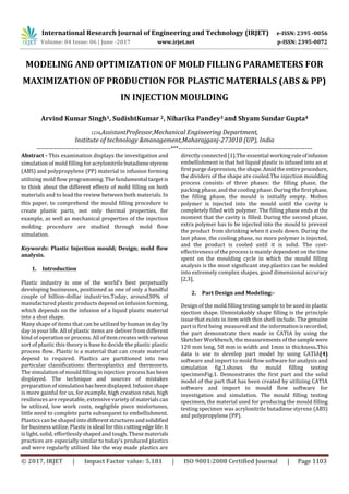 Modeling and Optimization of Mold Filling Parameters for Maximization of Production for Plastic ...