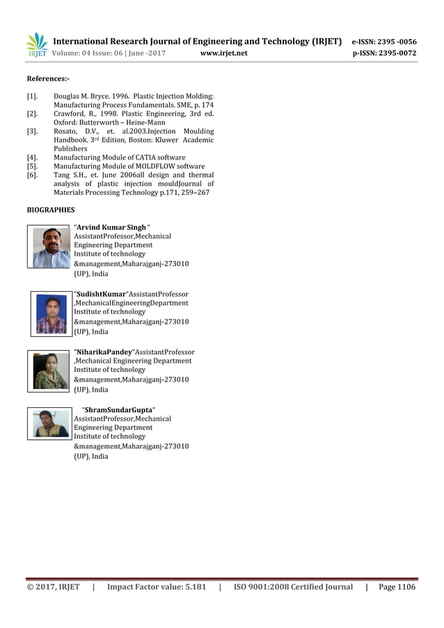 Modeling and Optimization of Mold Filling Parameters for Maximization of Production for Plastic ...