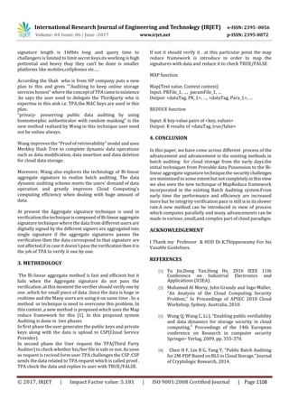 A Survey on Batch Auditing Systems for Cloud Storage | PDF