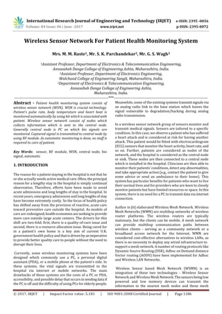 Wireless Sensor Network for Patient Health Monitoring System | PDF