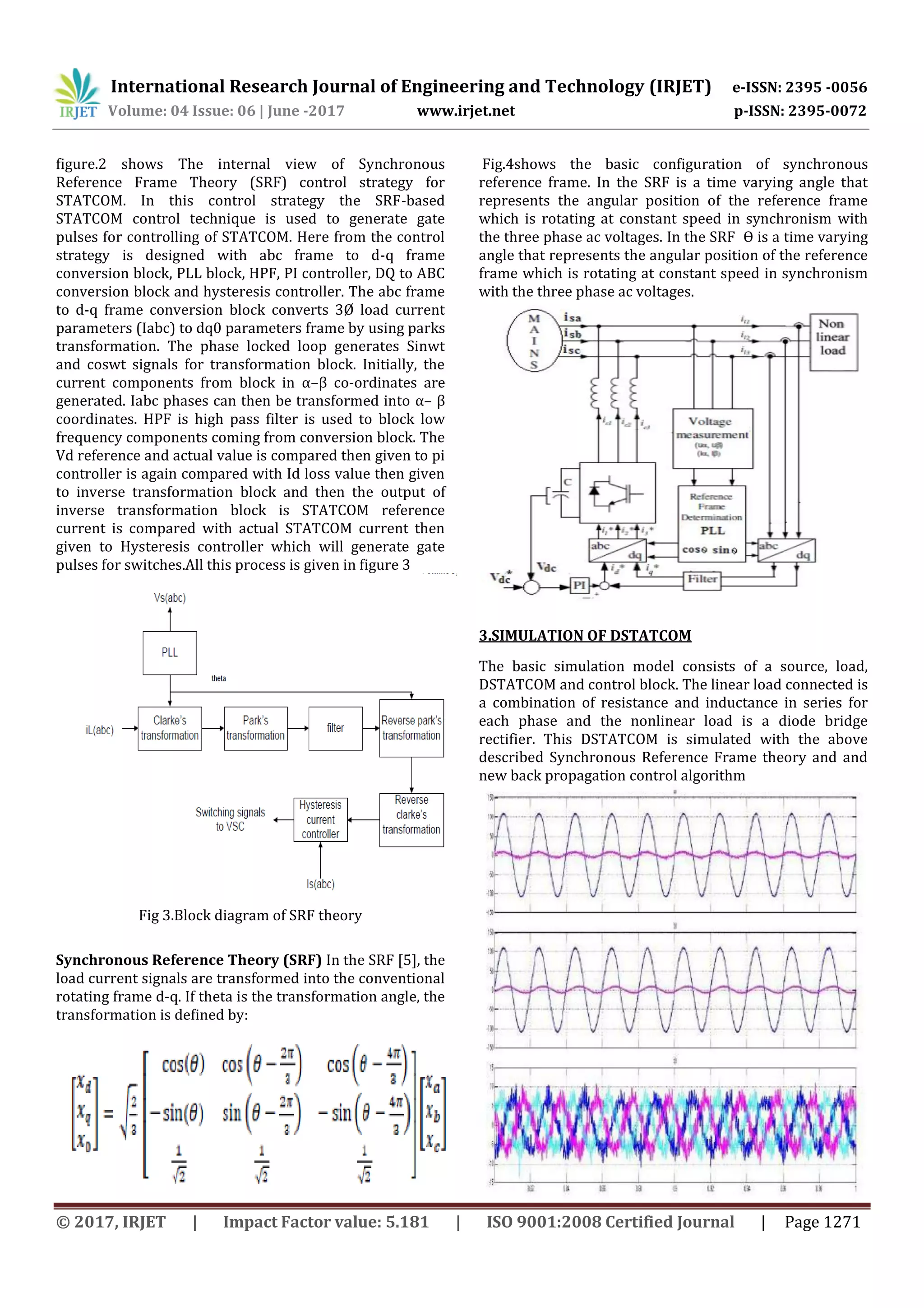 Power Quality Improvement by SRF Based Control using D-STATCOM | PDF