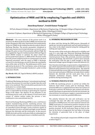 Optimization of MRR and SR by employing Taguchis and ANOVA method in EDM | PDF