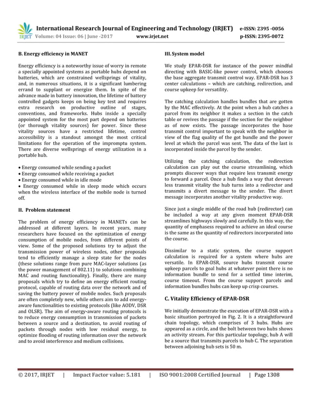 Minimization of Energy Consumption using EPAR-DSR Protocol in Manet | PDF