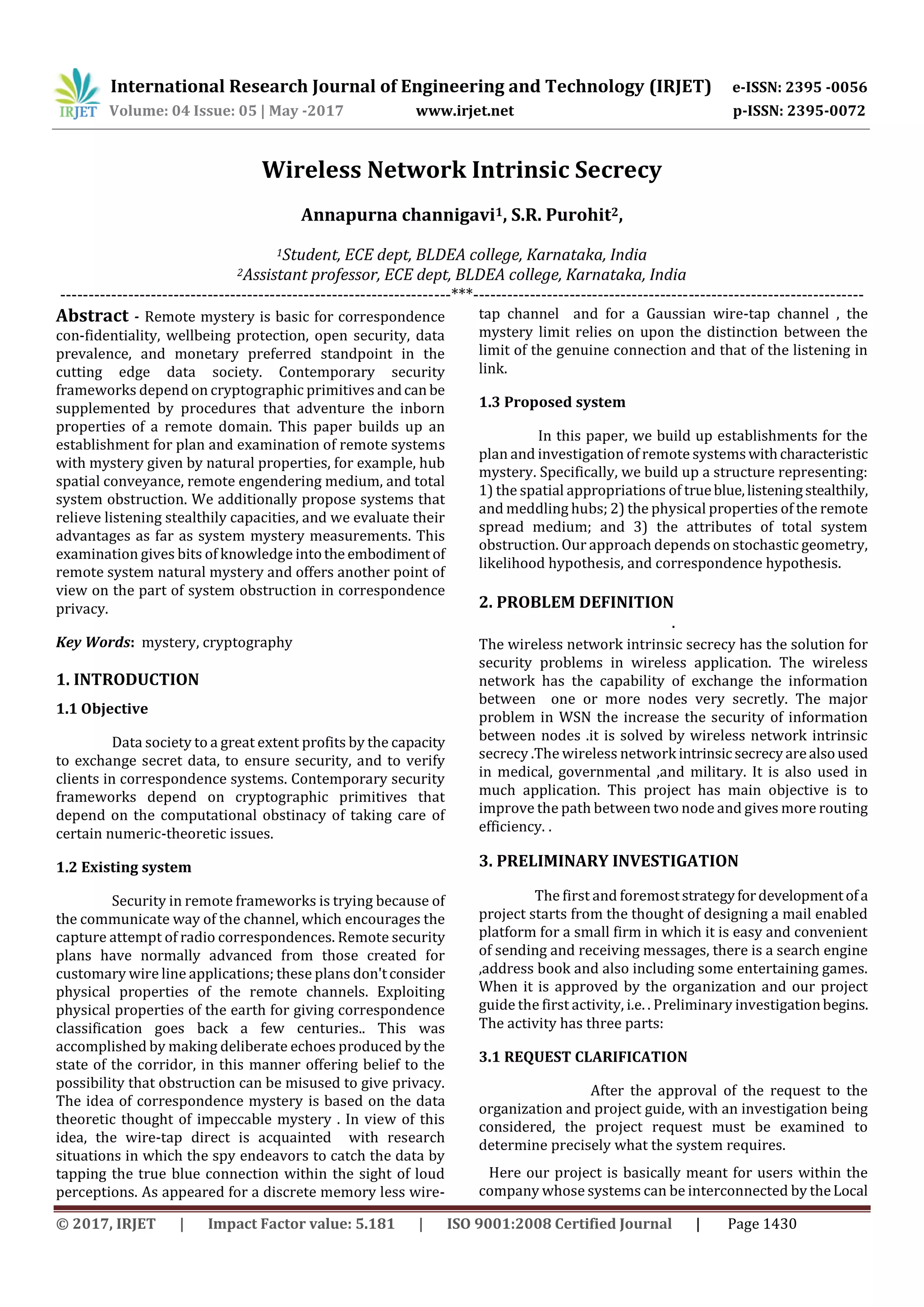 Wireless Network Intrinsic Secrecy | PDF