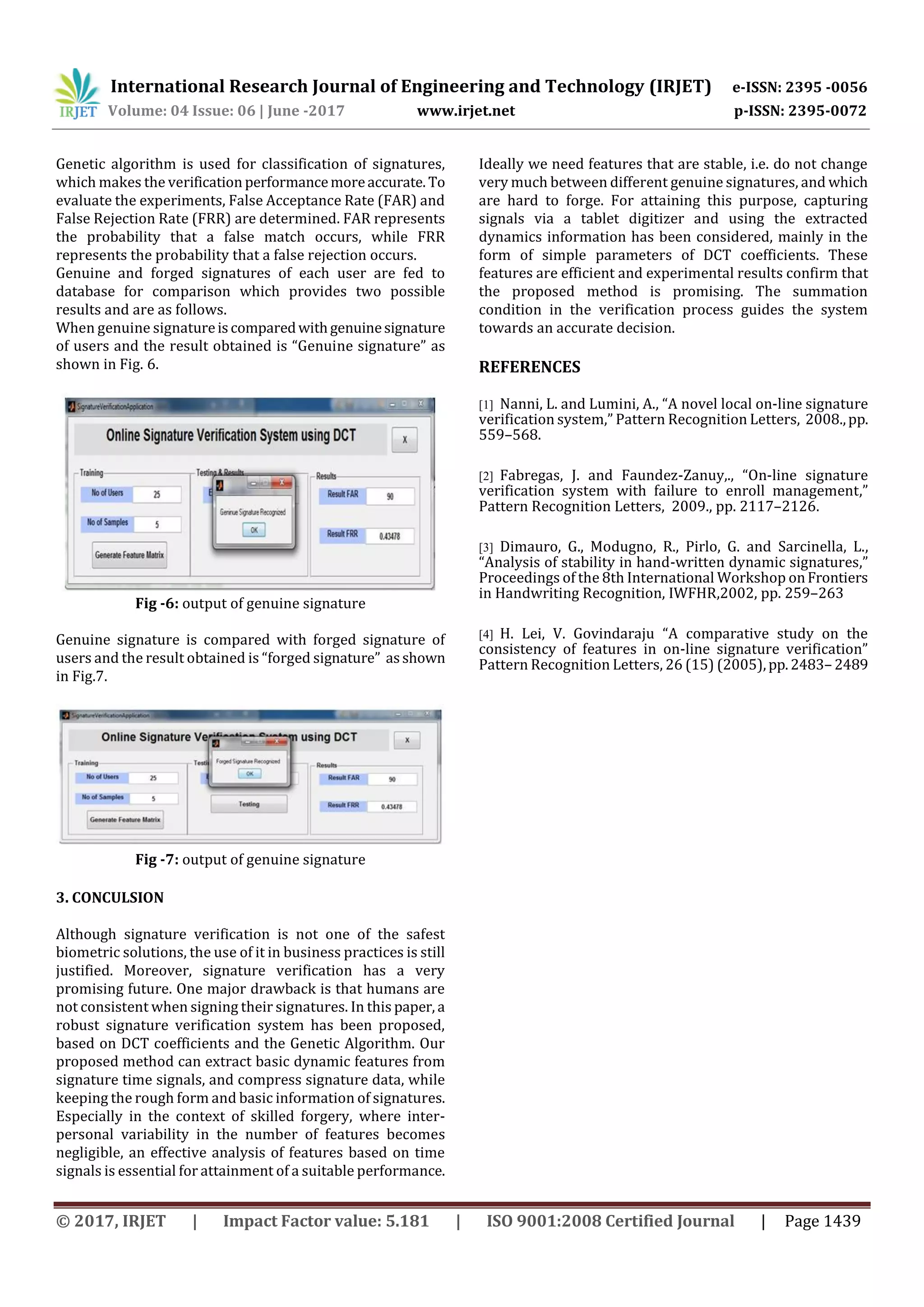 Signature Verification using DCT | PDF