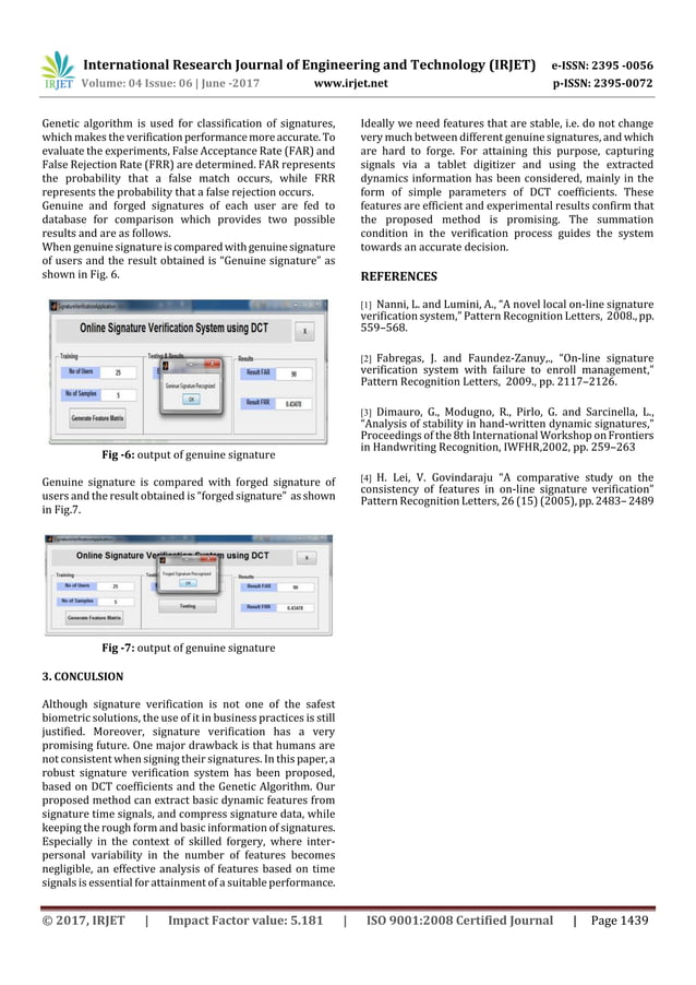 Signature Verification using DCT | PDF