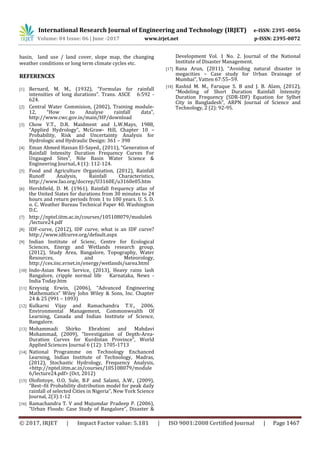 A Study on Intensity of Rainfall in Urban Bangalore Areas | PDF