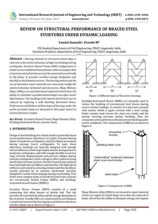 Review on Structural Performance of Braced Steel Sturtures Under Dynamic Loading | PDF