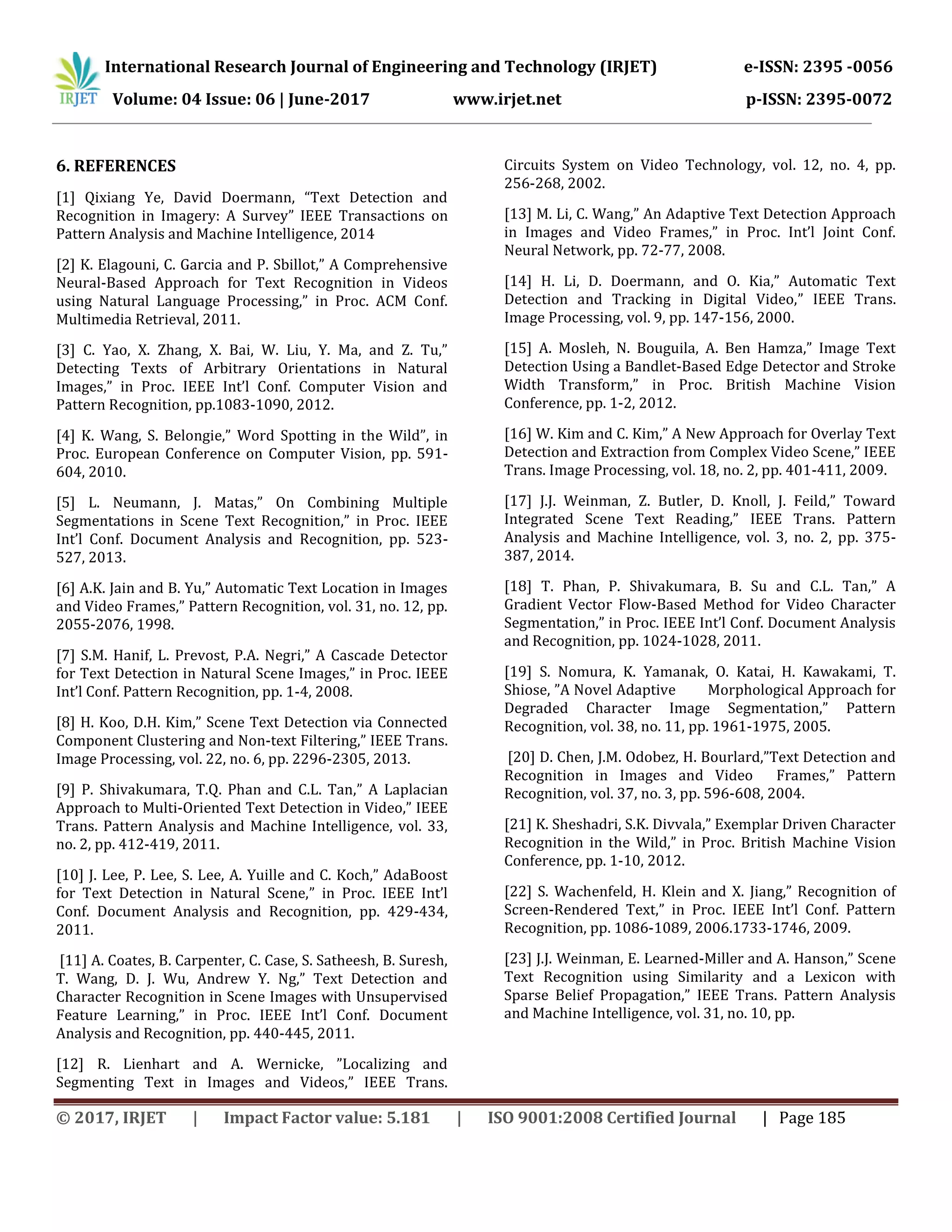 Text Detection and Recognition: A Review | PDF