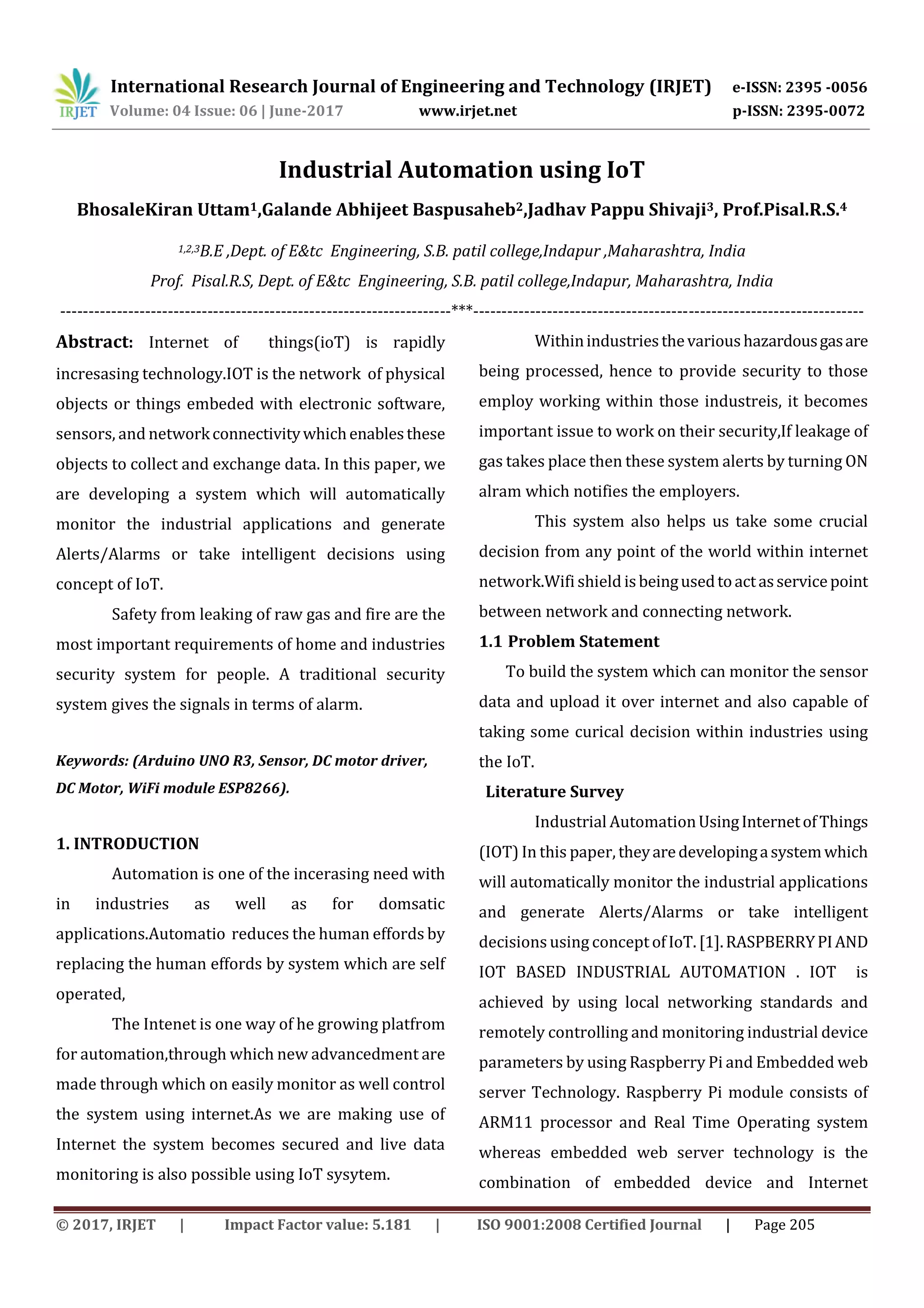 Industrial Automation Using Iot Pdf