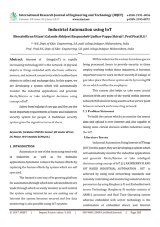 Industrial Automation using IoT | PDF