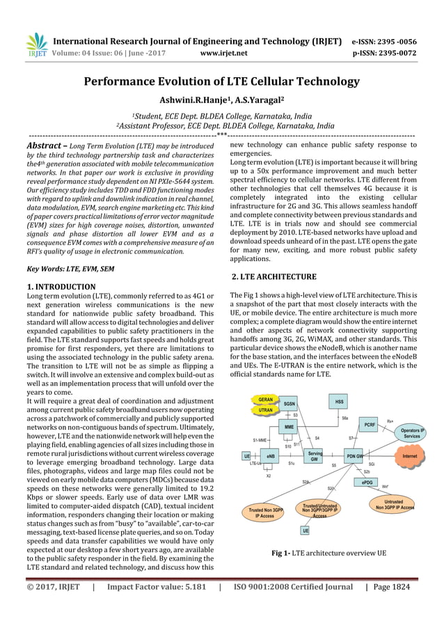 Performance Evolution of LTE Cellular Technology | PDF