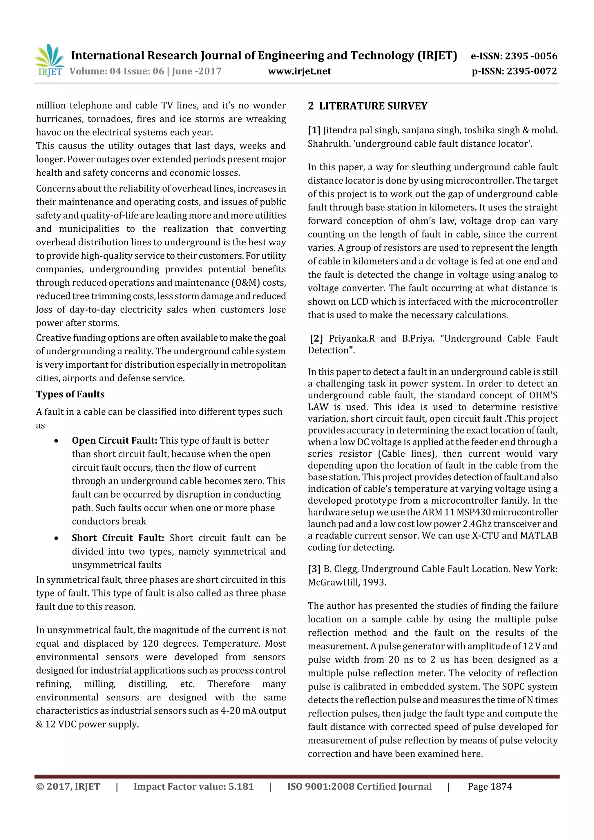 Analysis Of Fault Detection And Its Location Using Microcontroller For