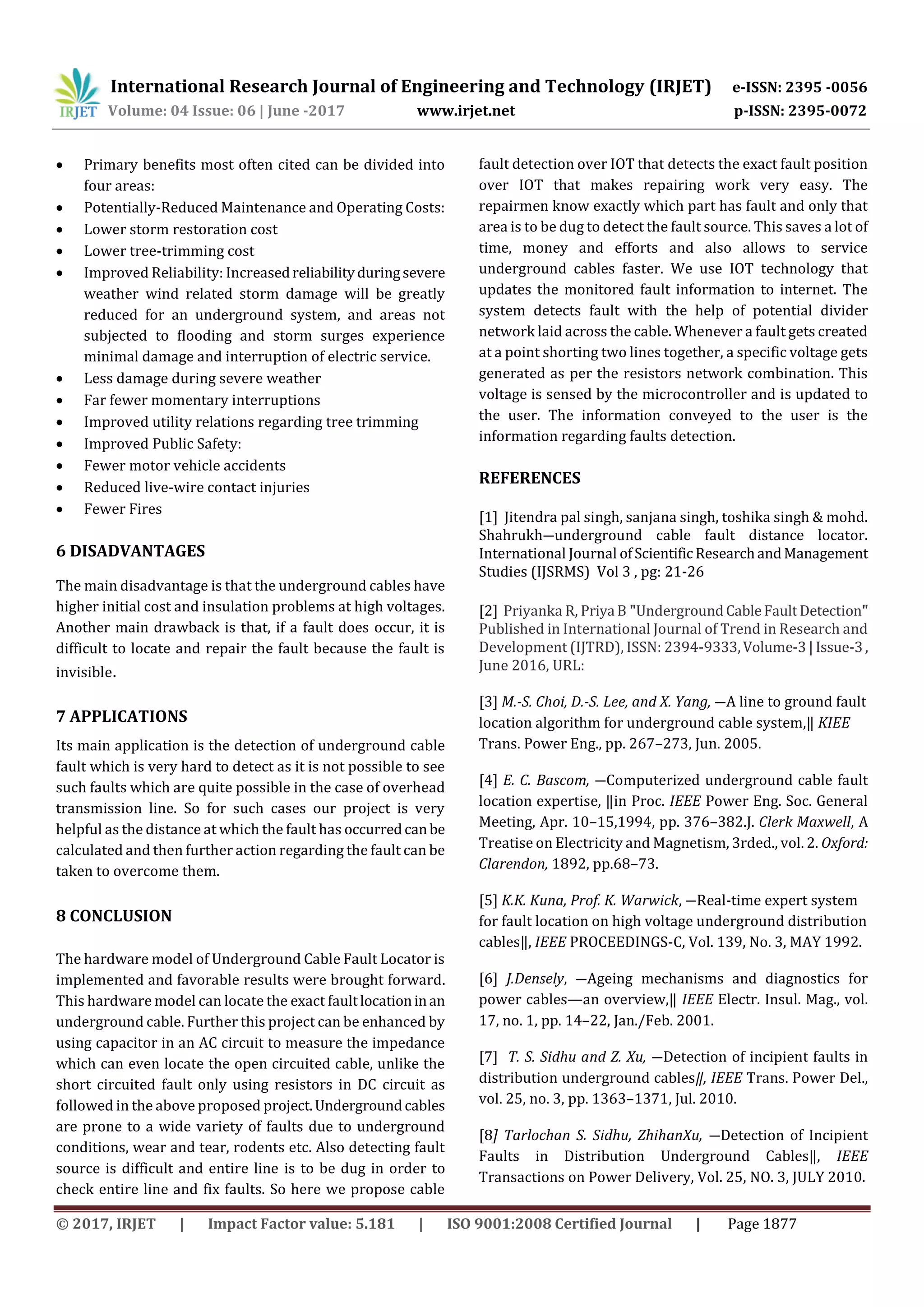 Analysis Of Fault Detection And Its Location Using Microcontroller For