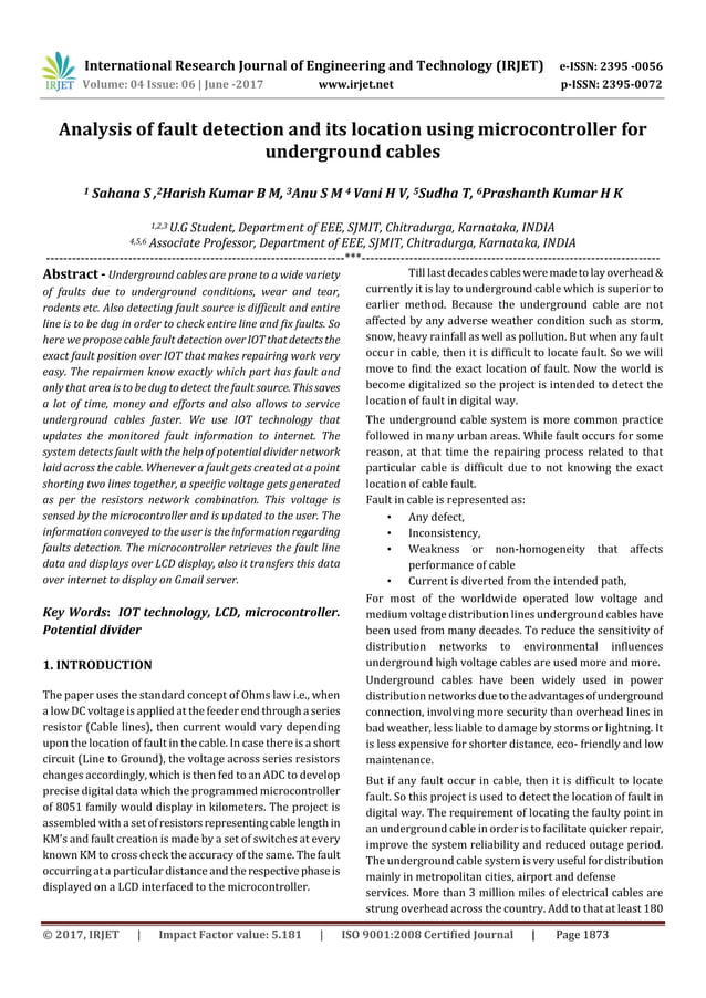 Analysis Of Fault Detection And Its Location Using Microcontroller For