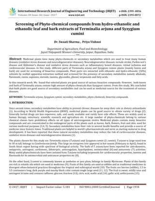 Screening of Phyto-chemical compounds from hydro-ethanolic and ...