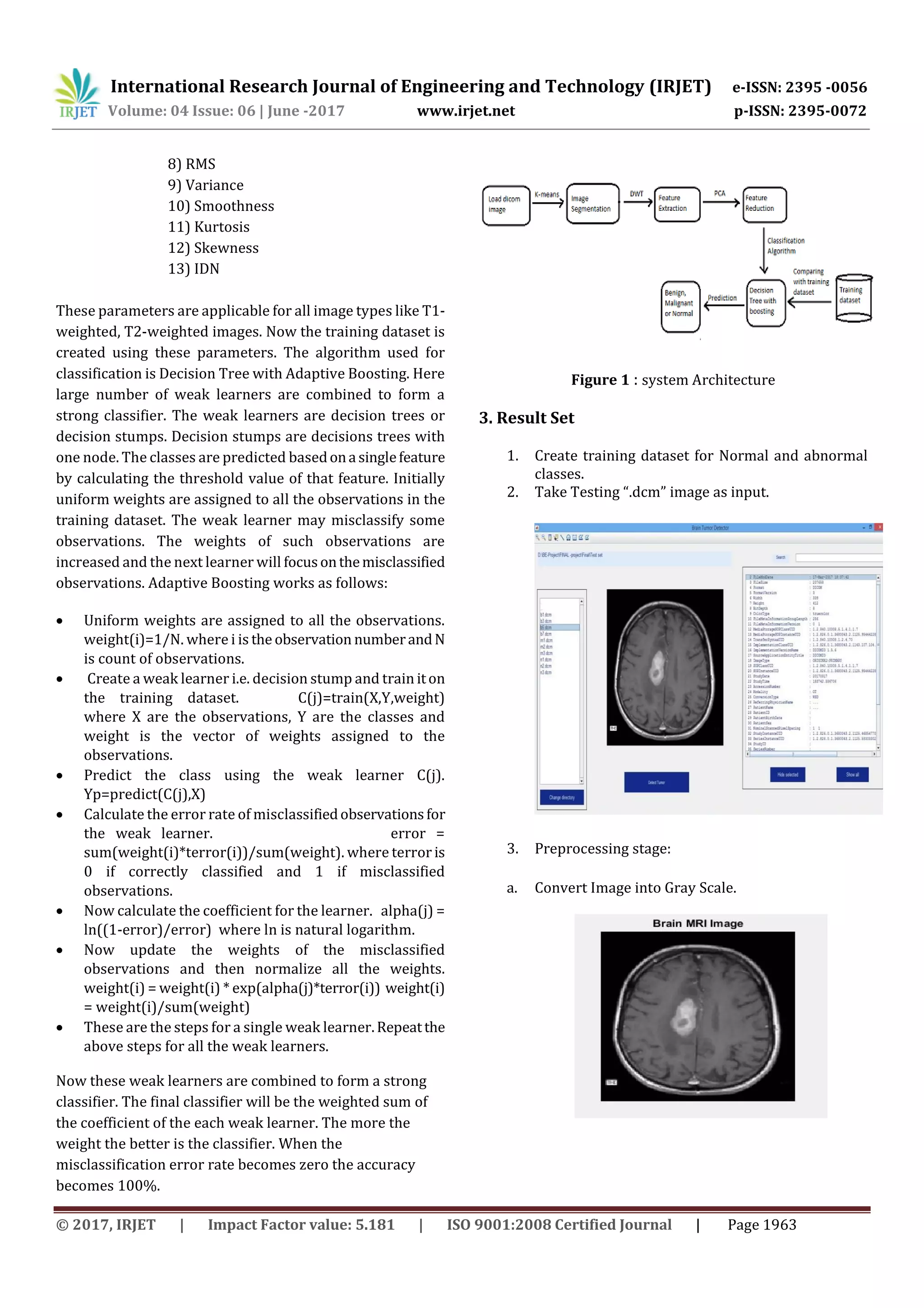 Brain Tumor Detection and Classification using Adaptive Boosting | PDF