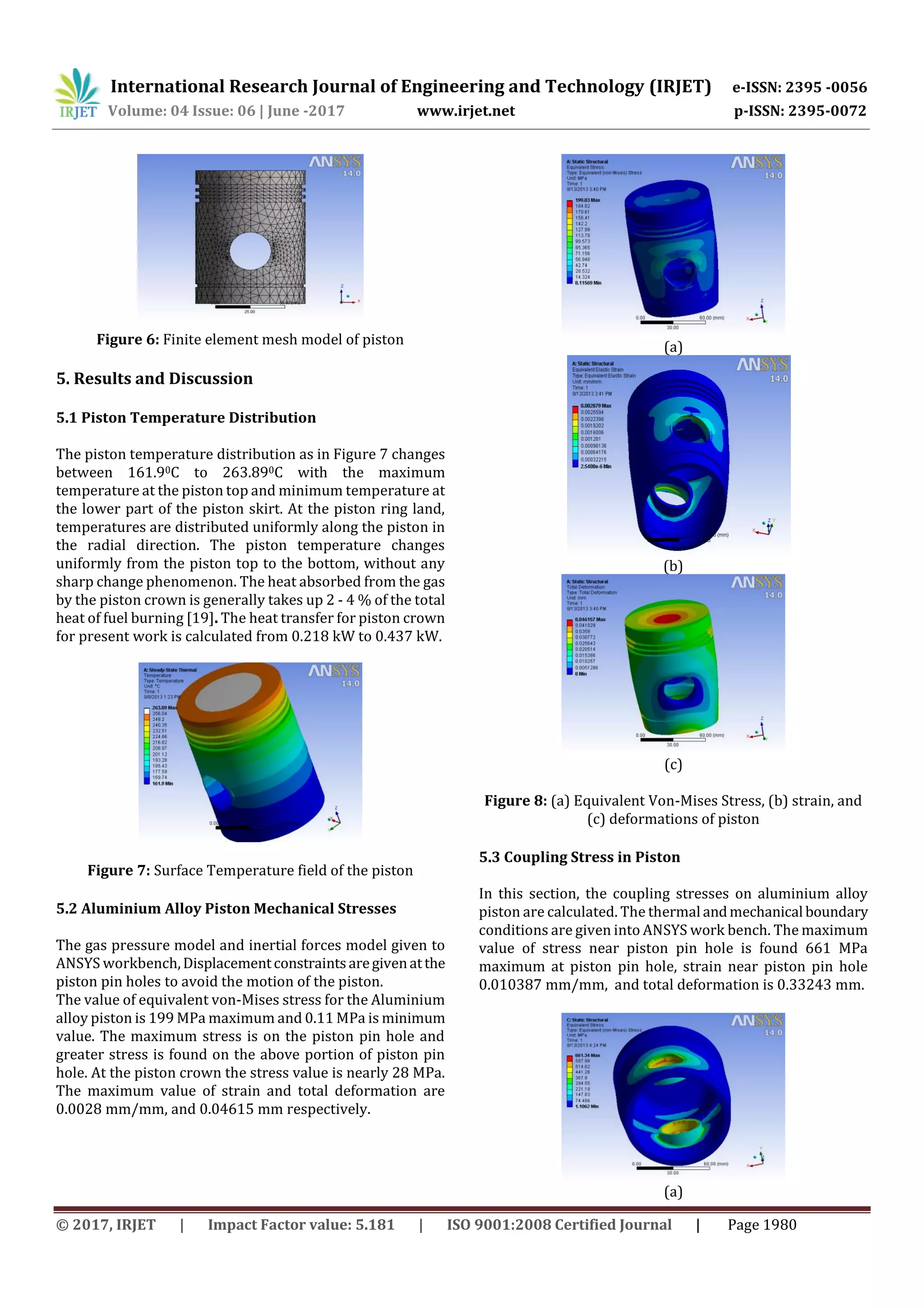 A Finite Element Thermo-Mechanical Stress Analysis of IC Engine Piston | PDF