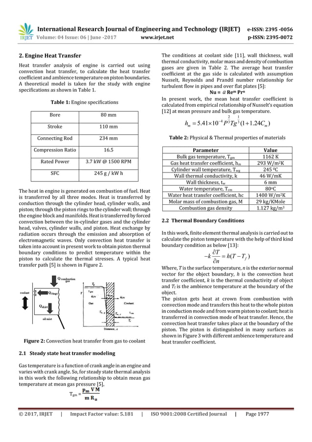 A Finite Element Thermo-Mechanical Stress Analysis of IC Engine Piston | PDF