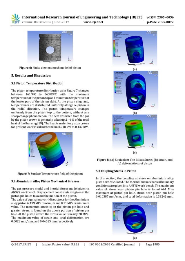 A Finite Element Thermo-Mechanical Stress Analysis of IC Engine Piston | PDF