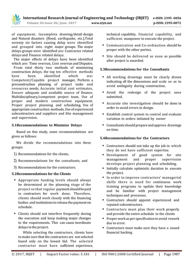 Delay Analysis in Industrial Projects by using Relative Importance Index Method | PDF