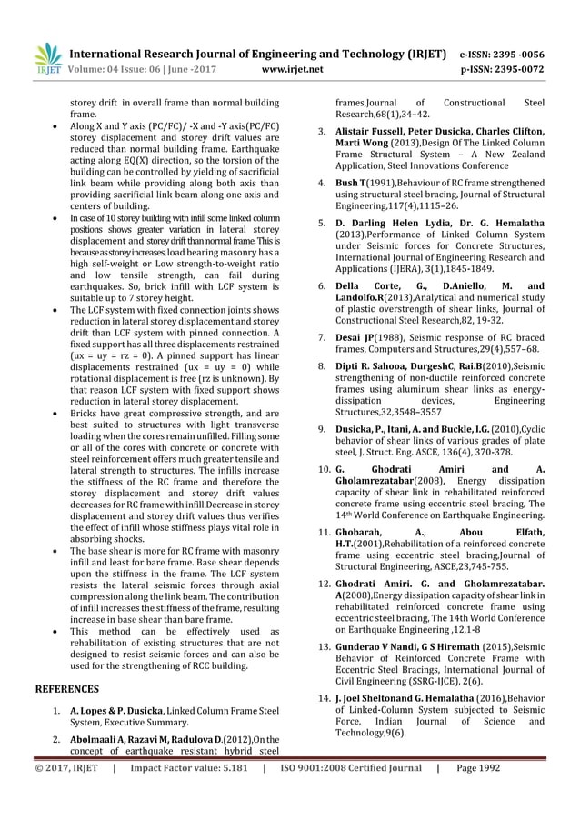 An Analytical Study of Linked Column Frame System in Multi Storey Multi Bay RC Building | PDF