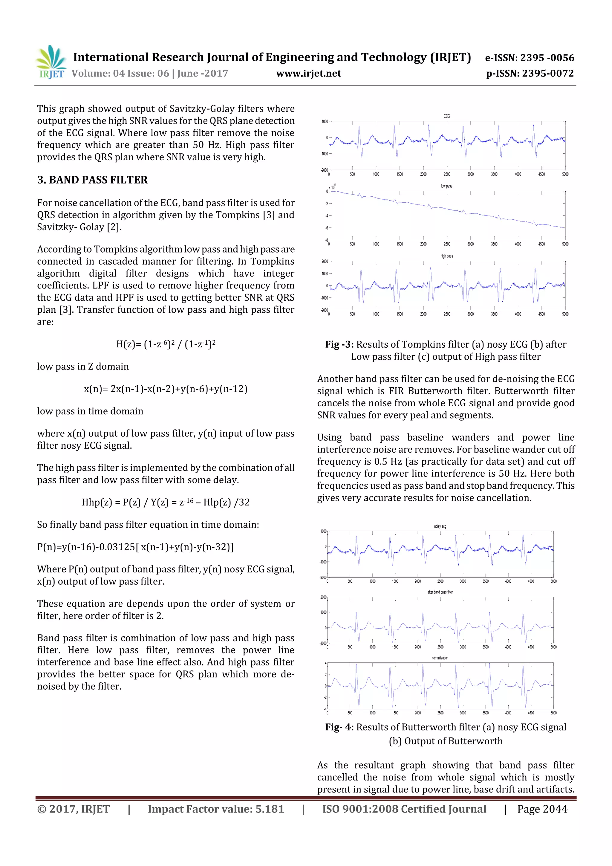Ecg Signal Denoising Using Digital Filter And Adaptive Filter Pdf