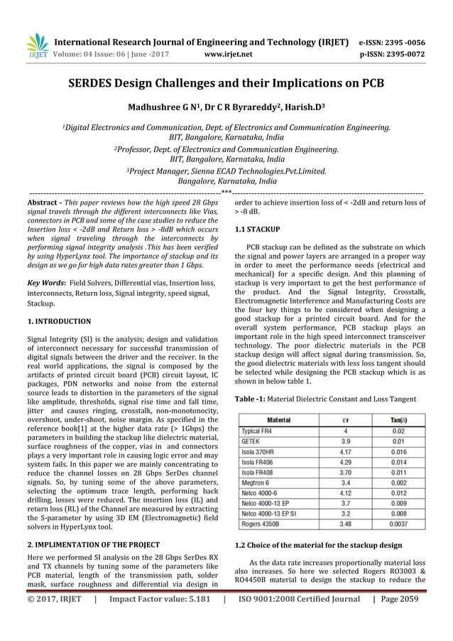 SERDES Design Challenges and their Implications on PCB | PDF