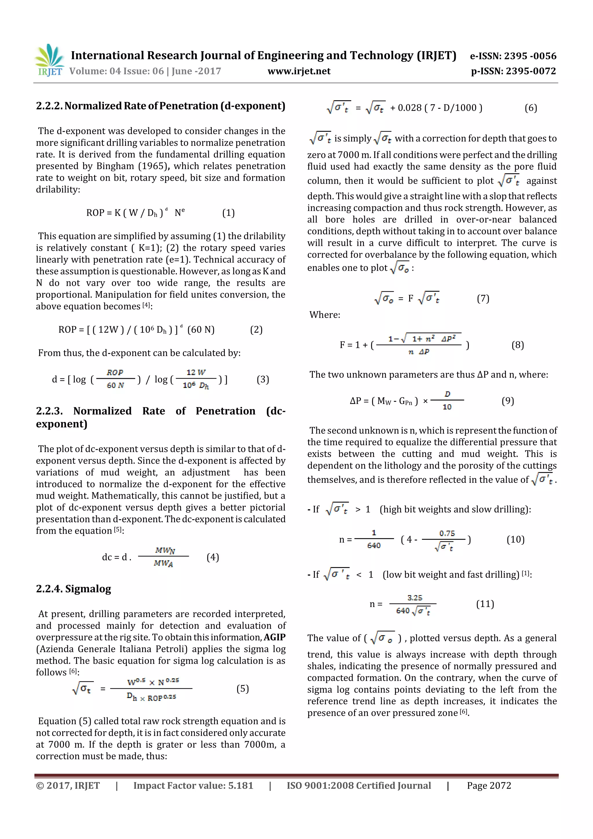 Detection of Abnormal Formation Pressures using Drilling Parameters | PDF