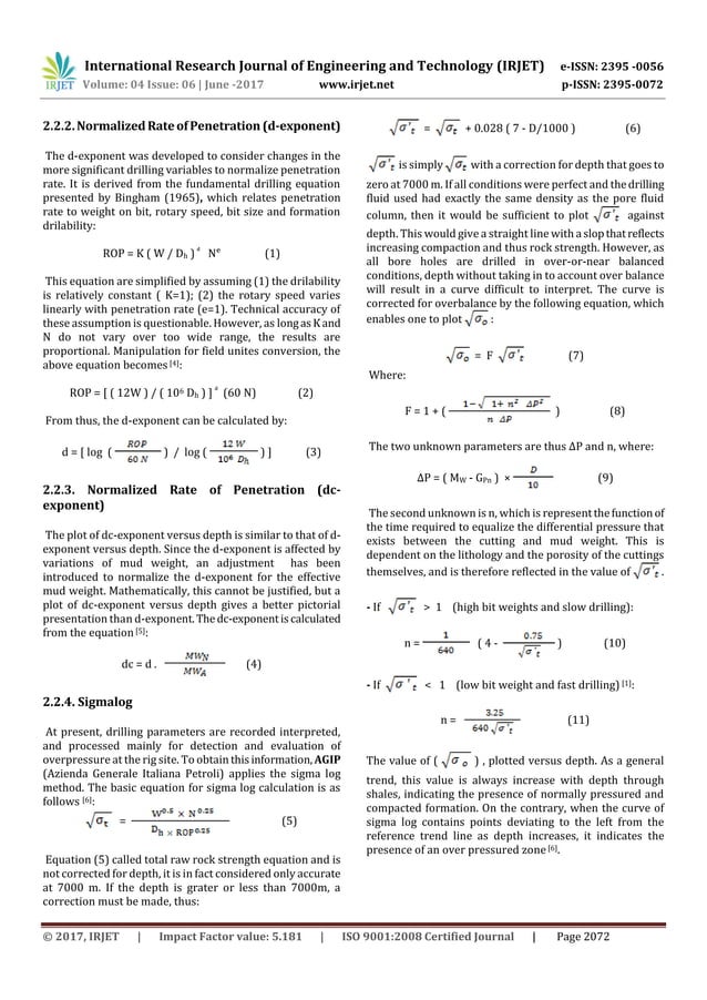 Detection of Abnormal Formation Pressures using Drilling Parameters ...