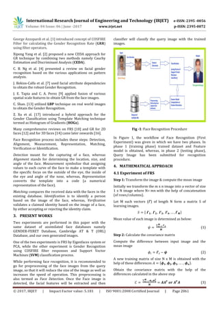 An Assimilated Face Recognition System with effective Gender Recognition Rate | PDF