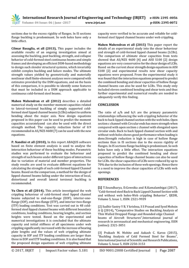Review on Cold Formed Lipped Channel Beam | PDF