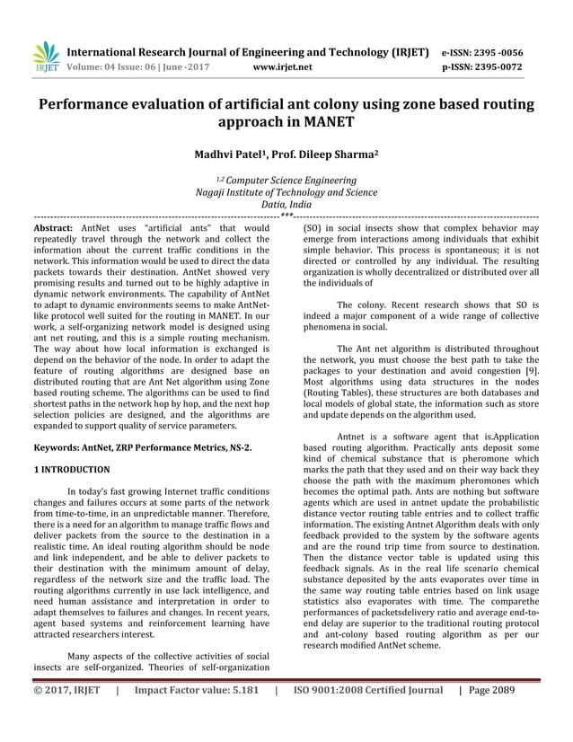 Performance Evaluation Of Artificial Ant Colony Using Zone Based