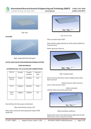 Design and Finite Element Analysis of Aircraft Wing using Ribs and Spars | PDF